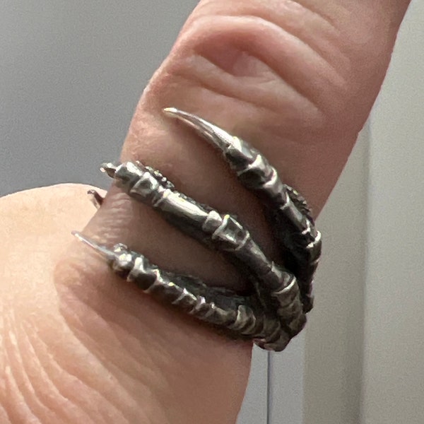 Raven Claw Ring in Solid Sterling Silver, Carrion Crow - Etsy
