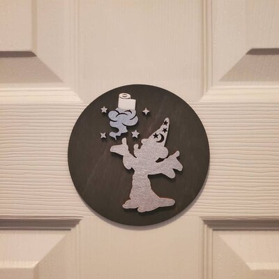 Mickey Wood Bathroom Door Sign Disney Bathroom Sign Disney Door Sign ...