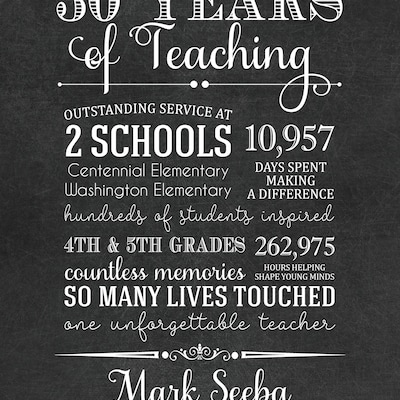 Teacher Retirement Gift Printable DIGITAL FILE Personalized Print for ...