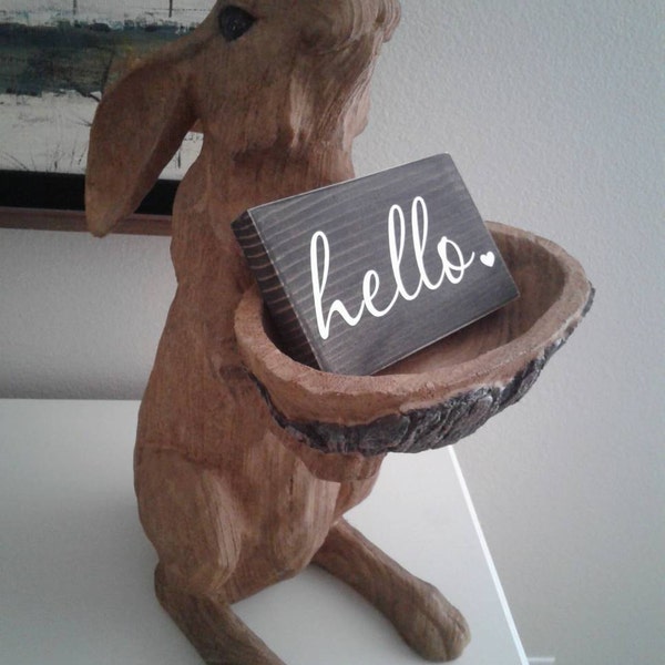 Hello Mini Block Wood Sign - Coffee Bar Sign - Tiered Tray Wood Sign ...