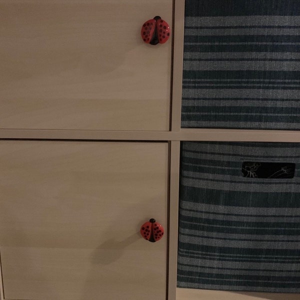 Red Ladybug Knob, Made in USA, Bug Knob, Handpainted Lady Bug Glass ...