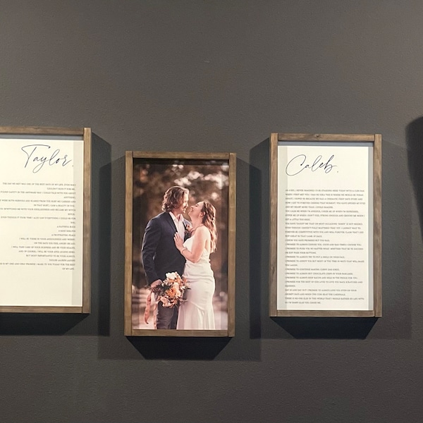 Custom Wedding Vows Wood Sign With Photo: His & Hers Bedroom Wall Art ...