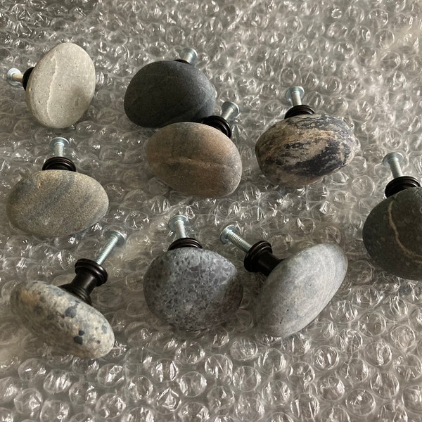 Rustic Beach Stone Coat Rack Rainbow Stones L Rustic Beach Stone Jewelry Rack L Hand-painted ...