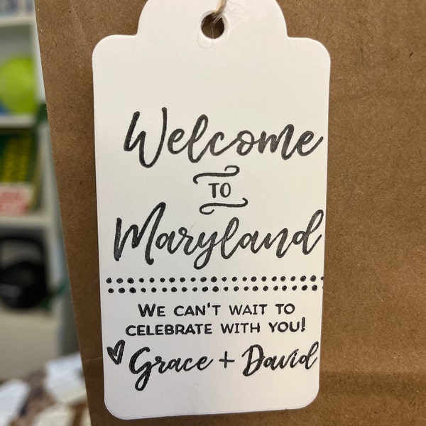 Welcome Stamp - Wedding Favor Custom Stamp - Tag Stamp- Wedding Bag ...