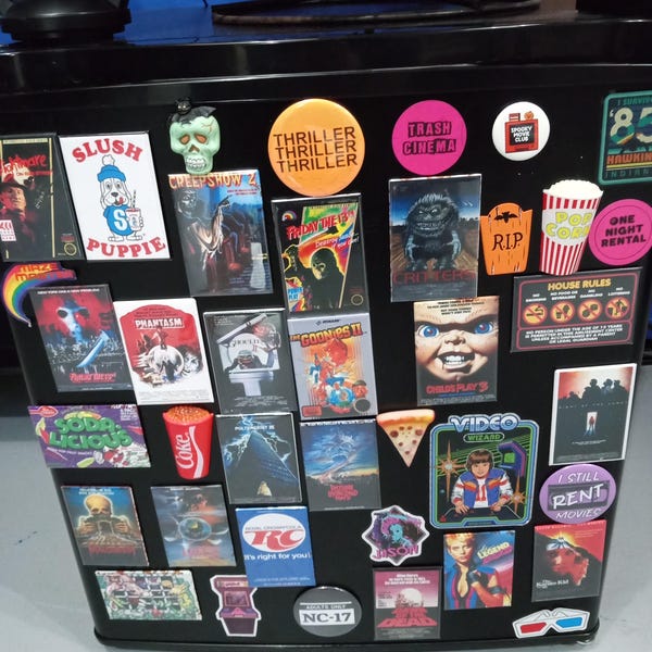 Video Rental Sticker Buttons Magnets & Bottle Openers. Set 01 - Etsy