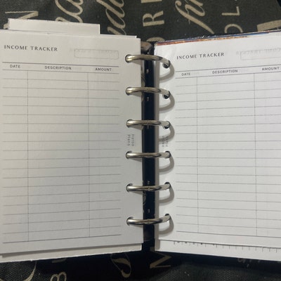 Income Tracker Pocket Ring Printable Planner Inserts Money Log Template ...