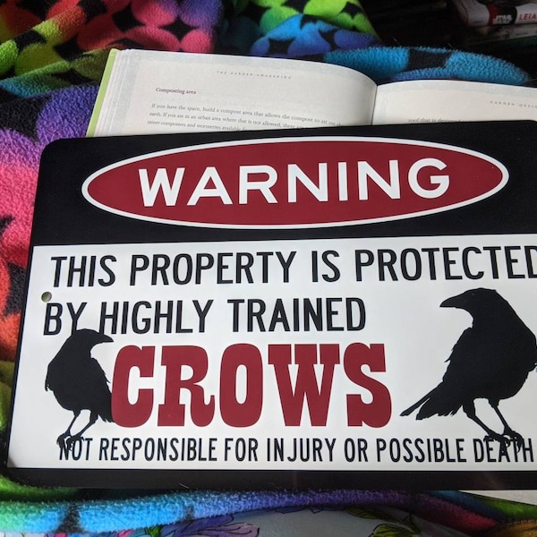 Funny Crow Sign - Crow Warning Sign Crows- Funny Farm Sign - Crow Lover ...
