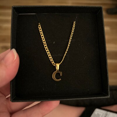 18K Gold Initial Necklace for Men, Gold Custom Necklace, Men Initial ...