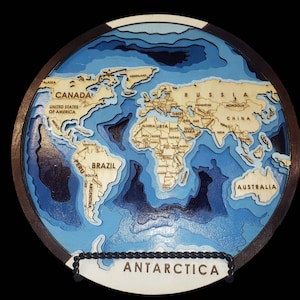 6 Layer 3D Map of the World, Multi layer Panel,laser Cut File. 3D Wood ...