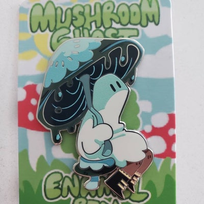 Blue Mushroom Ghost Enamel Pin 1.5in - Etsy
