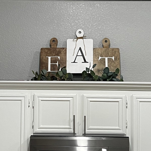 Rustic EAT Wall Decor - Cutting Board Shaped EAT Wall Hanging ...