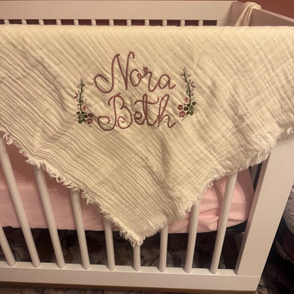 Personalized Embroidered Baby Receiving Blanket, Baby Blanket With Name ...