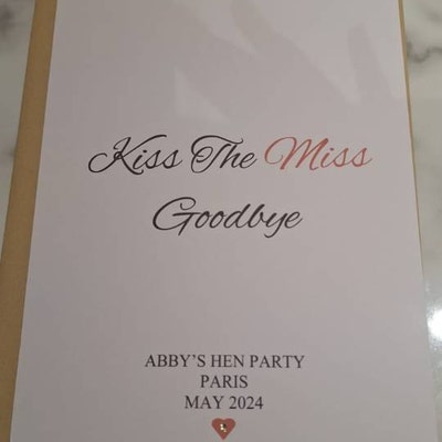Kiss the Miss Goodbye, Hen Do Keepsake, Hens Night Supplies, Hens Night ...