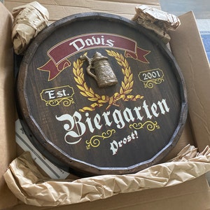 Biergarten Personalized Barrel End Bar Sign - Etsy