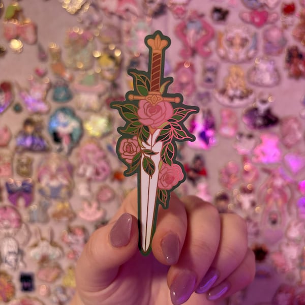 Rose Sword Vinyl Sticker - Etsy