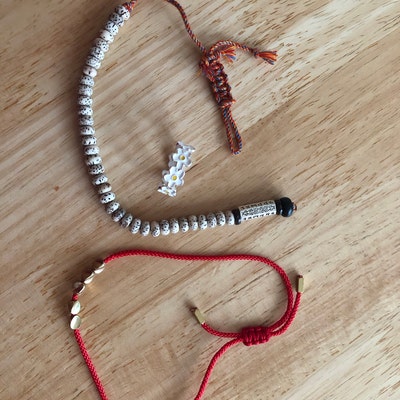 Handmade Tibetan Buddhist Red Thread & Copper Bead Bracelet, Buddhist ...