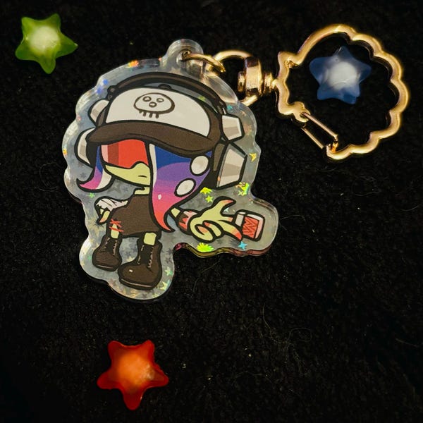 Pearl, Marina, Agent 8, & Acht - Acrylic Holographic Star Keychain ...