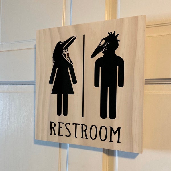 Barbara and Adam Restroom Sign. Bathroom Sign. Restroom Sign. Horror ...