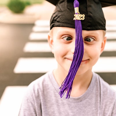 Shiny Light Blue Graduation Cap With Tassel 2024 Date Drop Blank Grad ...