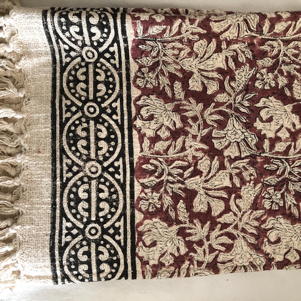 Block Print Throw, Cotton Sofa Throw Hand Loom Bohemian Mud Cloth Throw ...