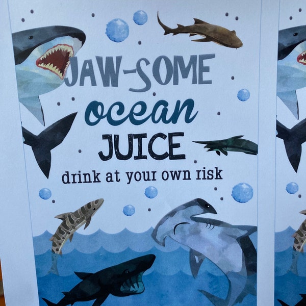 SALE Shark Juice Pouch Labels, Printable Shark Juice Pouch Template ...