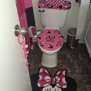Mickey and Minnie Mouse Fleece Fabric Toilet Seat Cover Set - Etsy