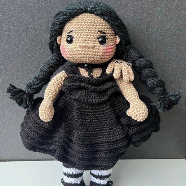 Wednesday Amigurumi Doll Clothes Outfit Set and Thing Crochet Pattern ...