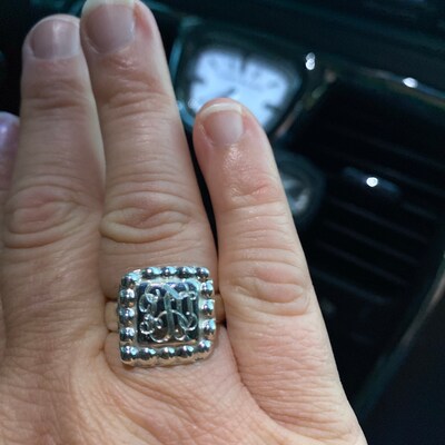 925 Sterling Silver Monogram Flip Ring, Two Sided Ring, Double Side ...