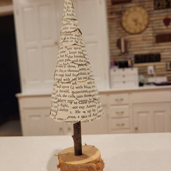 Vintage Book Page Cone Tree, Shelf Décor, Tray Décor, Mantel Decoration ...