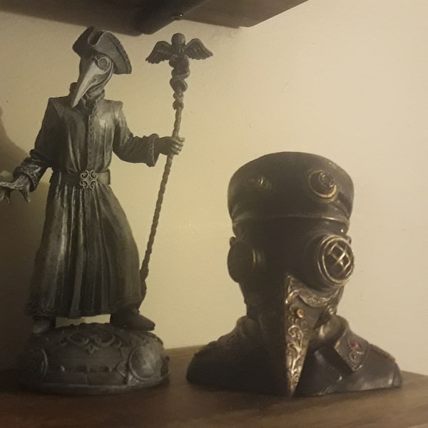Venetian Plague Doctor Statue, Hand Painted Resin Sculpture | Gothic ...