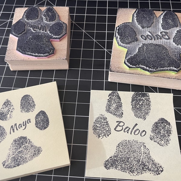 Custom Dog Paw Print Stamp or for a Cat: Personalized Wood or Self ...