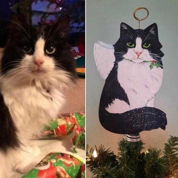 Custom Cat Tree Topper, Cat Memorial Gift, Christmas Tree Topper ...