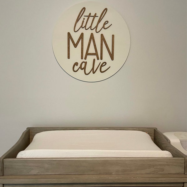 LARGE Little Man Cave Round 3D Wooden Sign || Boys Room Decor || Baby ...
