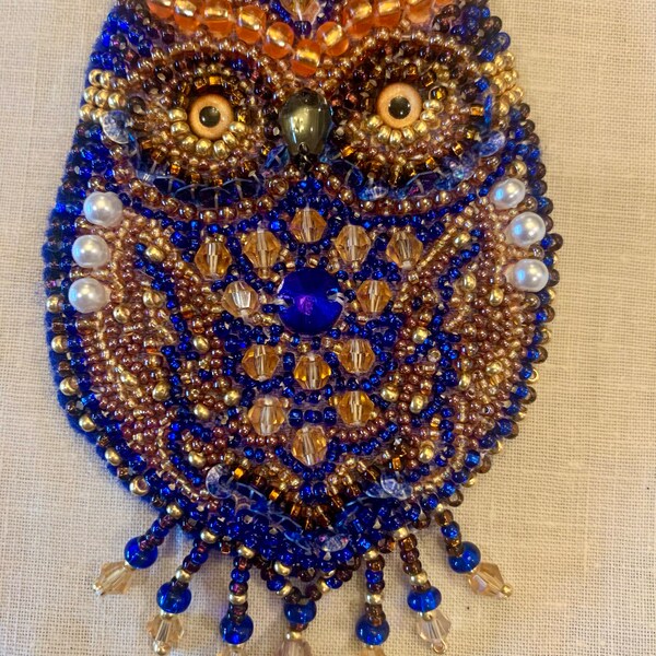 DIY Jewelry Making Kit, Seed Beaded Brooch "owl", Abris Art. Bead ...