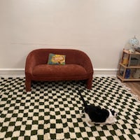 Large Green and White Checkered Rug, Moroccan Berber Checkered Rug ...