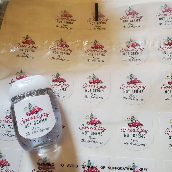 Spread Joy Not Germs Labels,sanitizer Labels,christmas Gift, Christmas ...