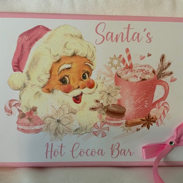 Pink Vintage Santa's Hot Cocoa Bar Sign Wall Decor / Canvas Sign Sz 5x7 ...
