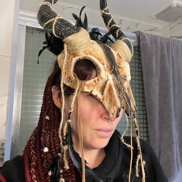 Ram Horn Skull Pagan Viking Ritual Skull Witchcraft Skull Deer Antler ...