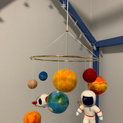 Solar System Mobile Crib Felt Planets Mobile Nursery Astronaut Mobile Baby Boy Outer Space ...