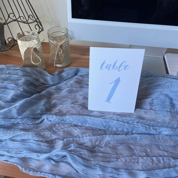 Handmade Paper Table Numbers Watercolor, Deckled Edge Table Number ...