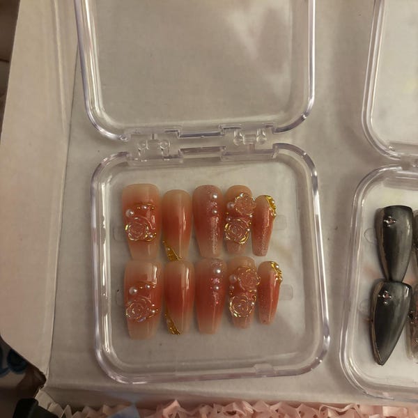 Elegant Clear Rose Glitter Press on Nails | Premium Nails | Gorgeous ...