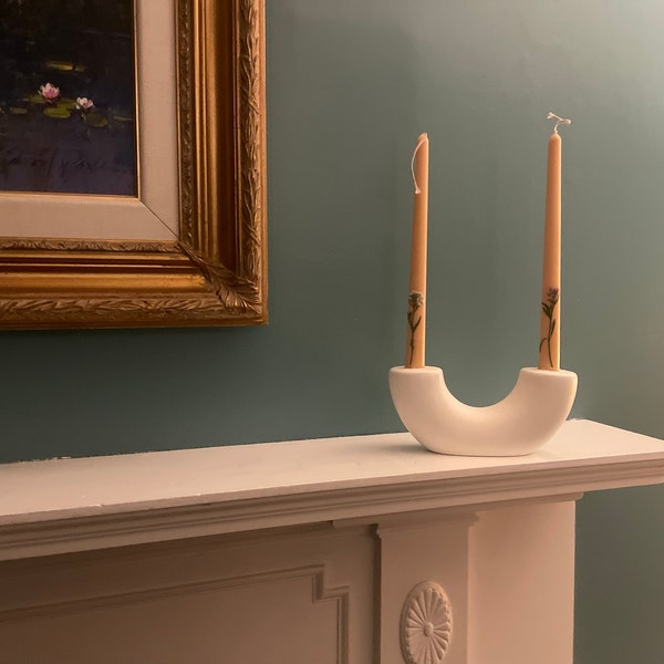 Floral Inlaid Tapered Candles - Set of 3 - Etsy