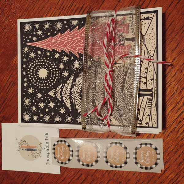 8 Assorted Folk Art Christmas Cards Set | Winter Scenes With Envelopes ...