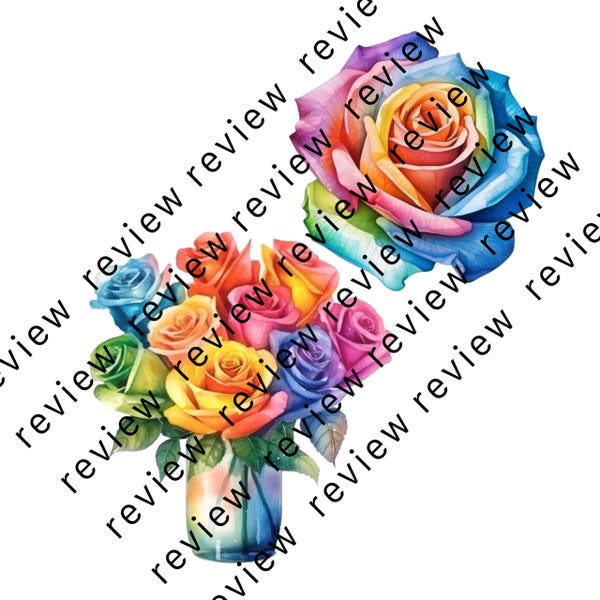 33 PNG Watercolor Rainbow Roses Clipart Bundle, Colorful Rose PNG Clip ...