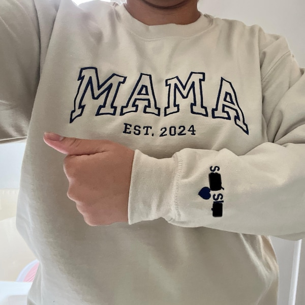Custom Embroidered Sweatshirt, Name on Sleeve With Heart, Grandpa Shirt ...