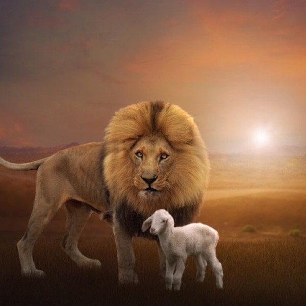 Easter Digital Background Backdrop - Lion and Lamb Background ...