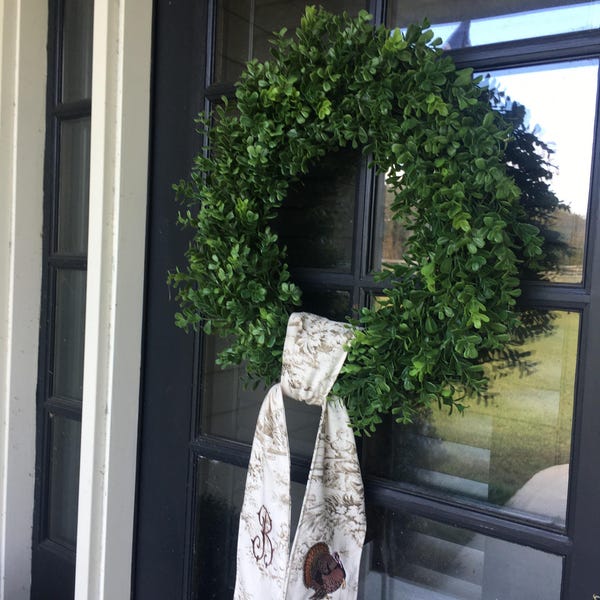 Cardinal Red Toile Holiday Wreath Sash for Front Door, Custom Monogram ...