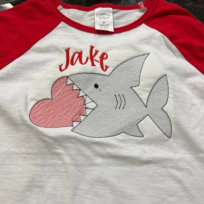 Shark Heart Sketch Stitch Embroidery Design 4x4 5x7 6x10 8x8 8x12 - Etsy