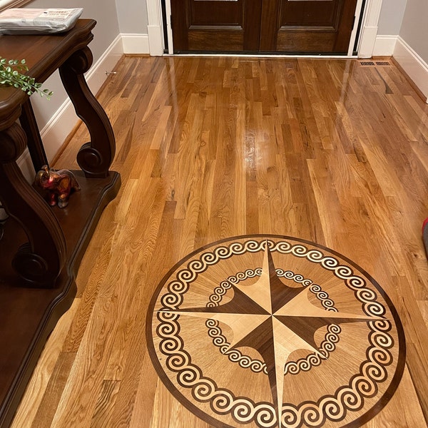 Wood Floor Medallion solar Family Compass Rose Inlay Wood Floor Inlay ...