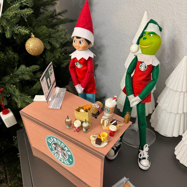 Elf Bucks Coffee Shop Display Prop, Doll Costume, Elf Clothes ...